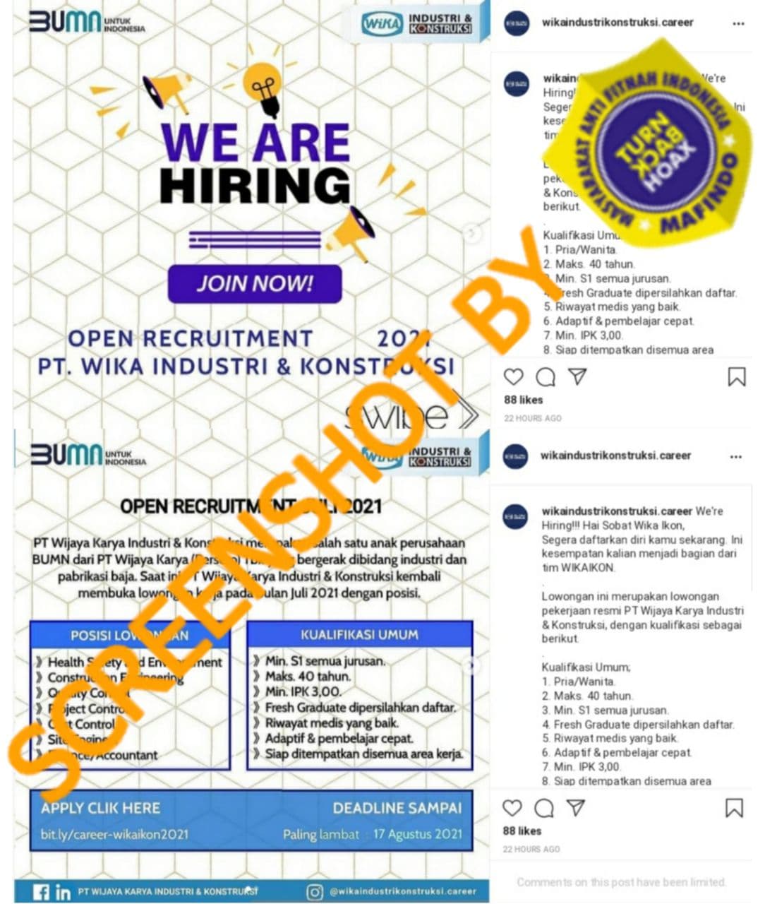 Cek Fakta: [SALAH] Akun Instagram PT Wijaya Karya Industri & Konstruksi ...