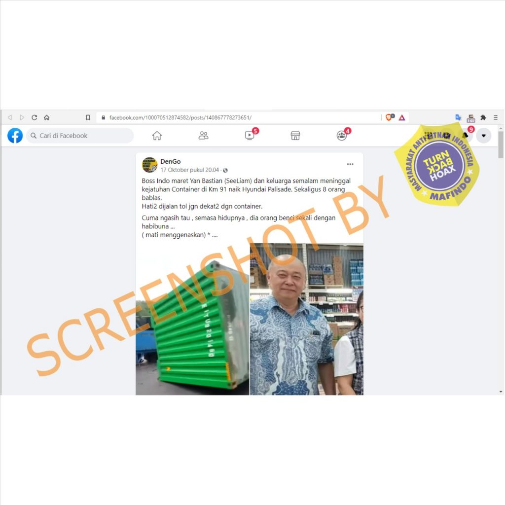 Cek Fakta: [SALAH] Bos Indo Maret, Yan Bastian (See Liam) dan Keluarga ...