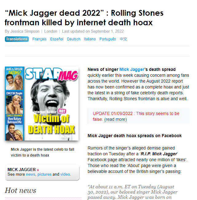 Cek Fakta: [SALAH] Vokalis Band The Rolling Stones Mick Jagger ...